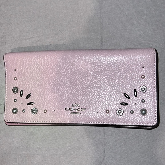 Coach | Bags | Coach Pink Wallet Wristlet With Rhinestones | Poshmark